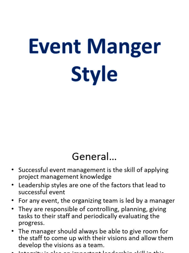 U3 - Event Manger Style | PDF | Leadership | Applied Psychology