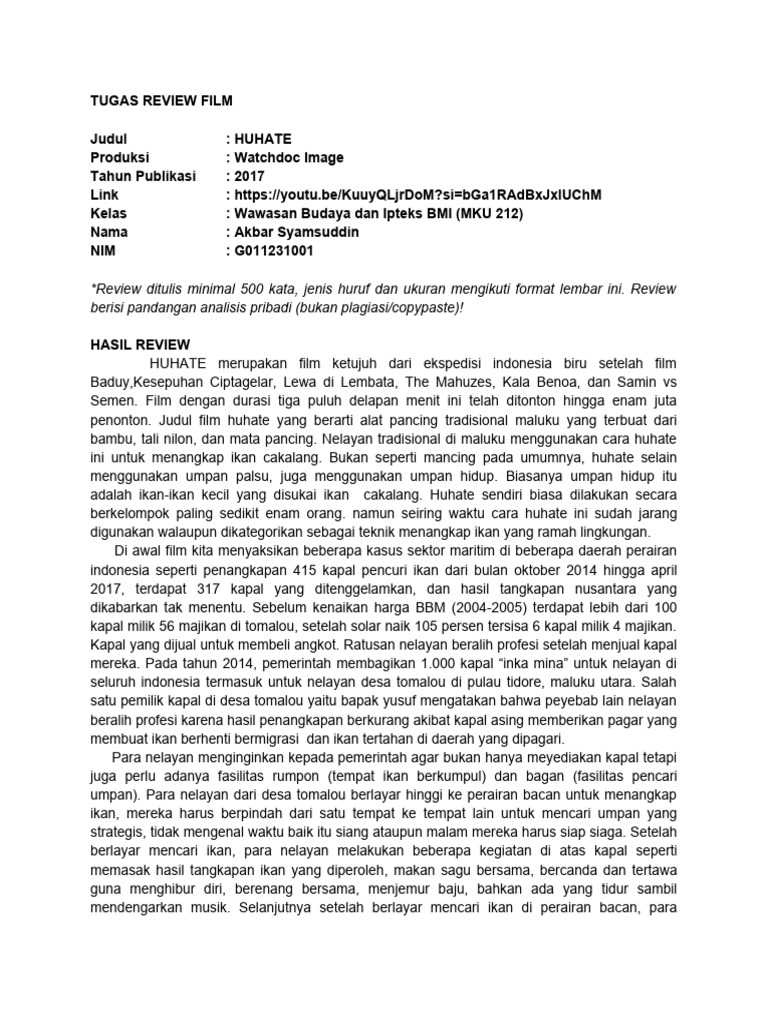 Review Film HUHATE: Nelayan Maluku | PDF | Kajian Bahasa Asing | Seni