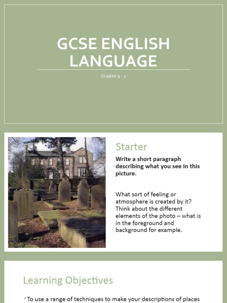 Lesson 1 - Describing Setting | PDF | Linguistics