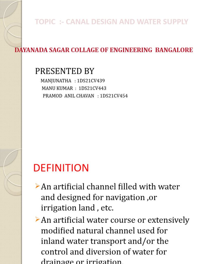 Canal Design and Water Supply Overview | PDF | Canal | Water