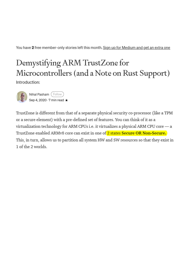 ARM BP Demystifying ARM TrustZone For Microcontrollers | PDF | Central ... ARM BP Demystifying ARM TrustZone For Microcontrollers | PDF | Central ...
