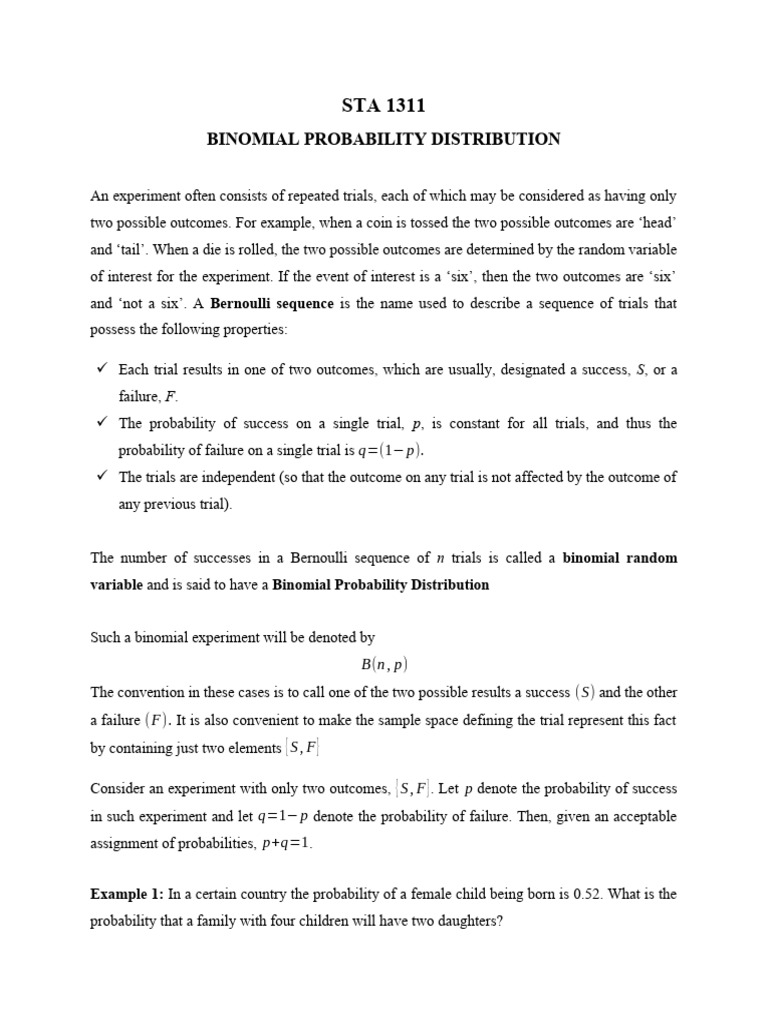 Binomial Distributions | PDF | Probability Distribution | Statistics