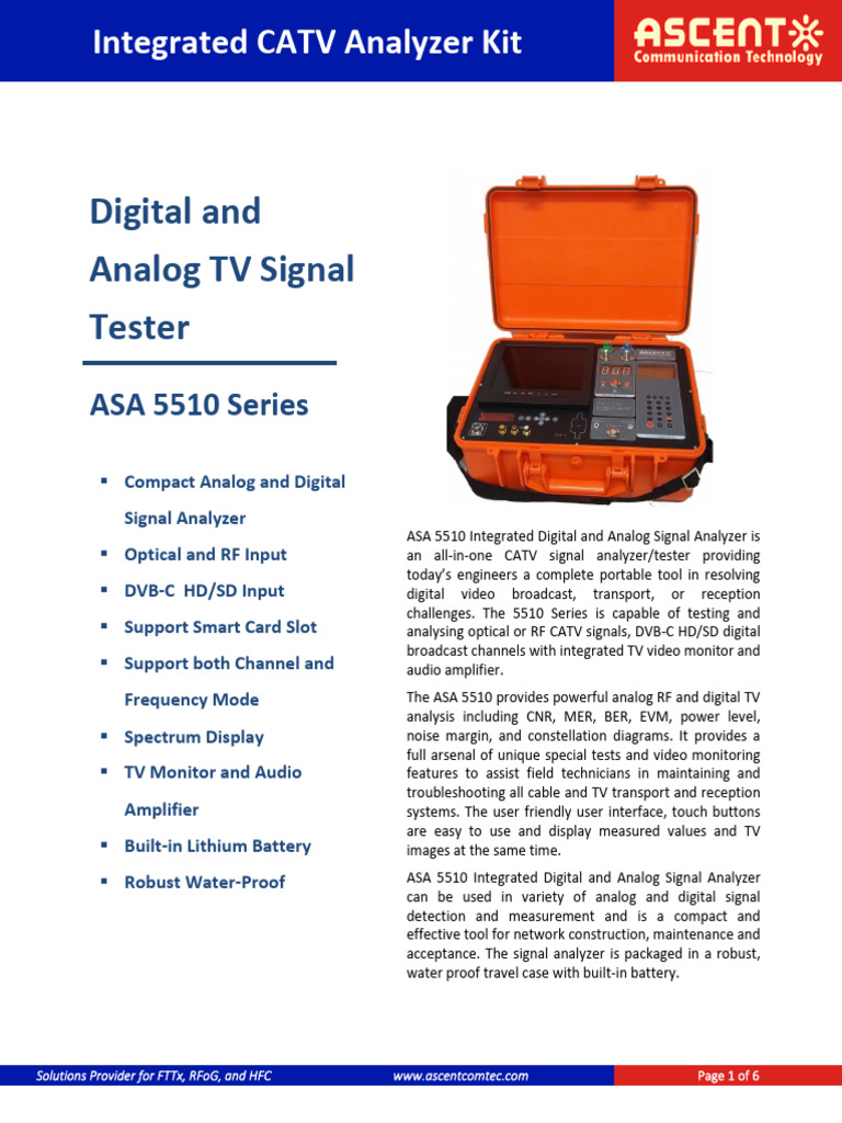 ACT - CATV - Signal Analyzer - DataSheet - V1f - Dec 2015 | PDF | Cable ...