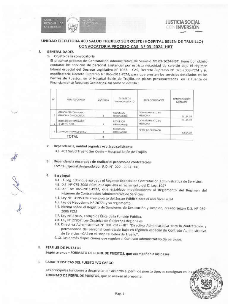 Convocatoria Cas #03-2024-HBT | PDF
