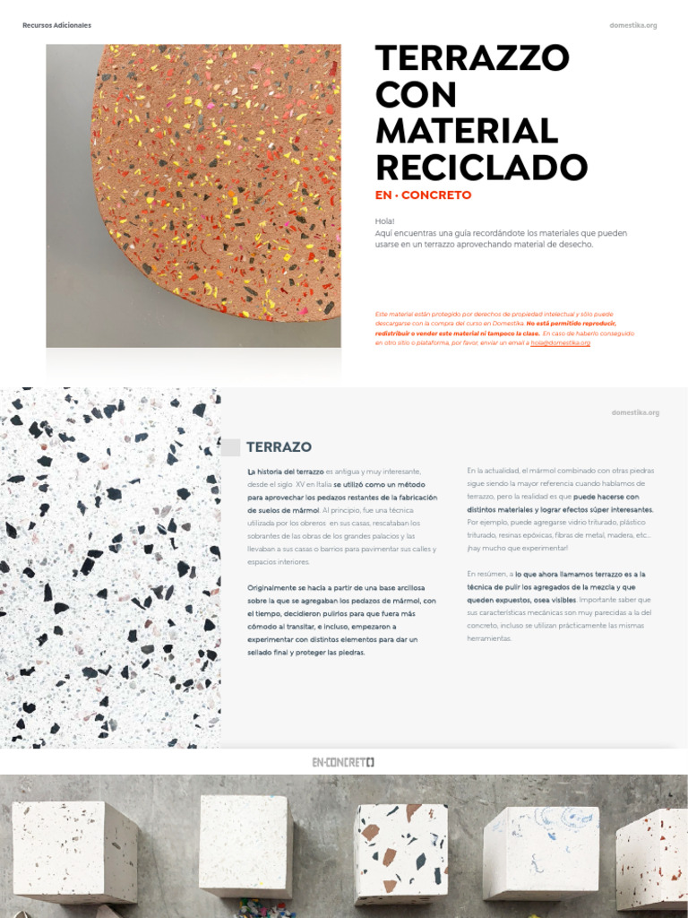 U3 - Adj03 - Terrazzo Con Reciclado | PDF | Hormigón | Mármol