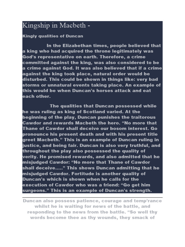Kingship in Macbeth Edited | PDF