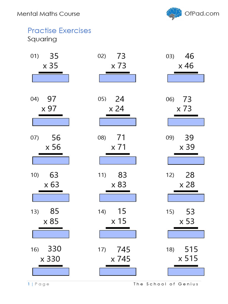 Practice Workbook Squaring | PDF