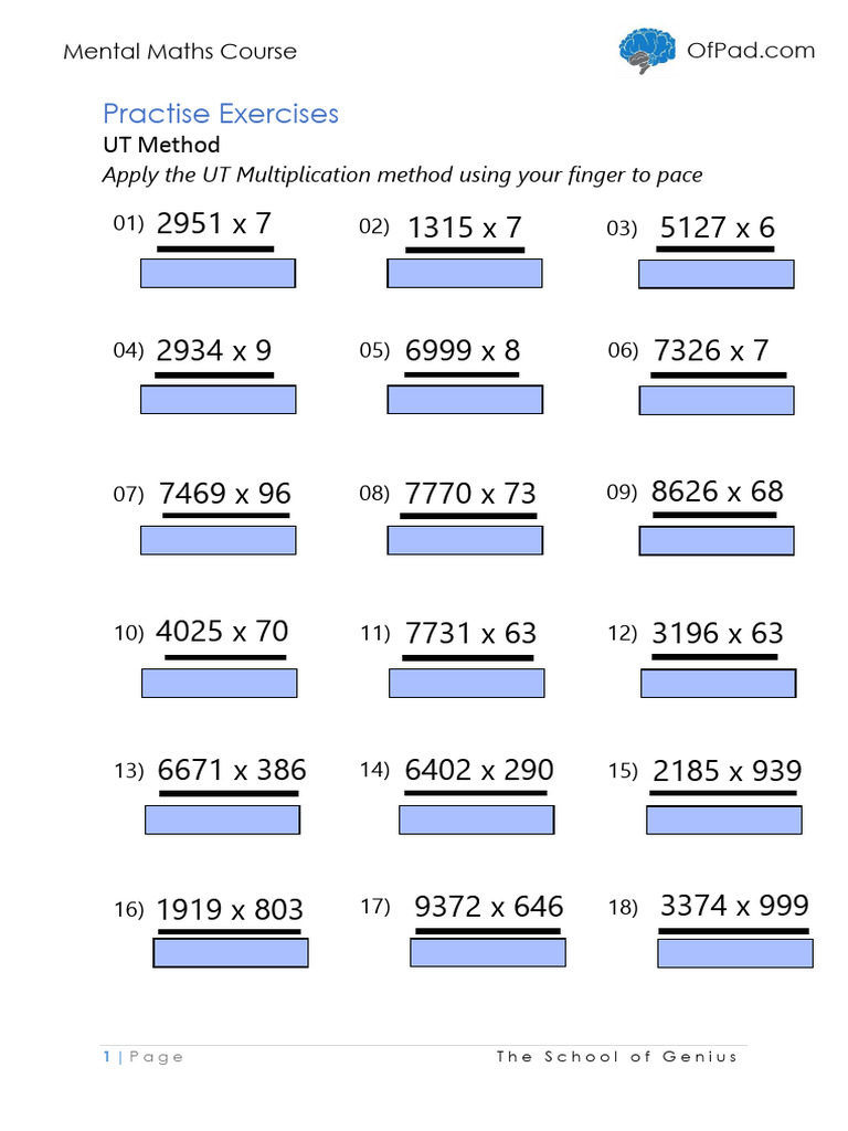 Practice Workbook UT Multiplication Method | PDF | Technology & Engineering