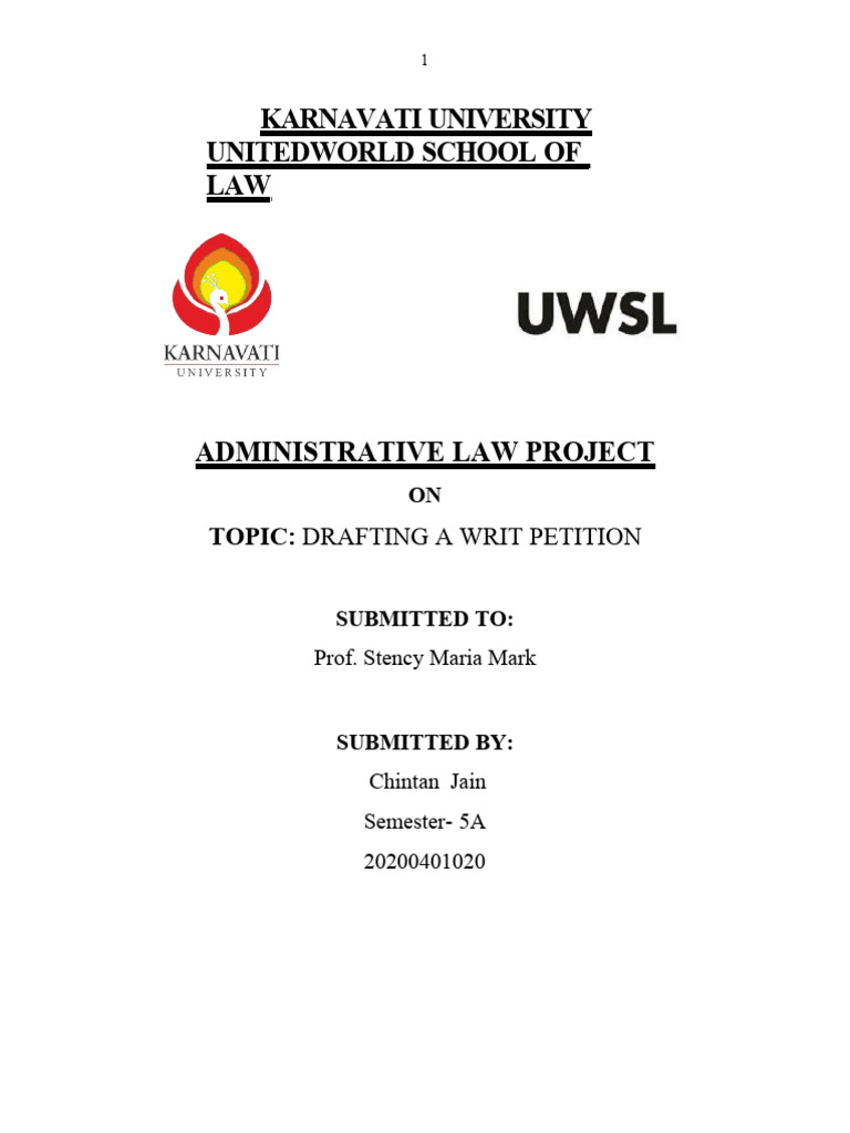 ChintanJain AdminLaw Writ | PDF | Certiorari | Writ