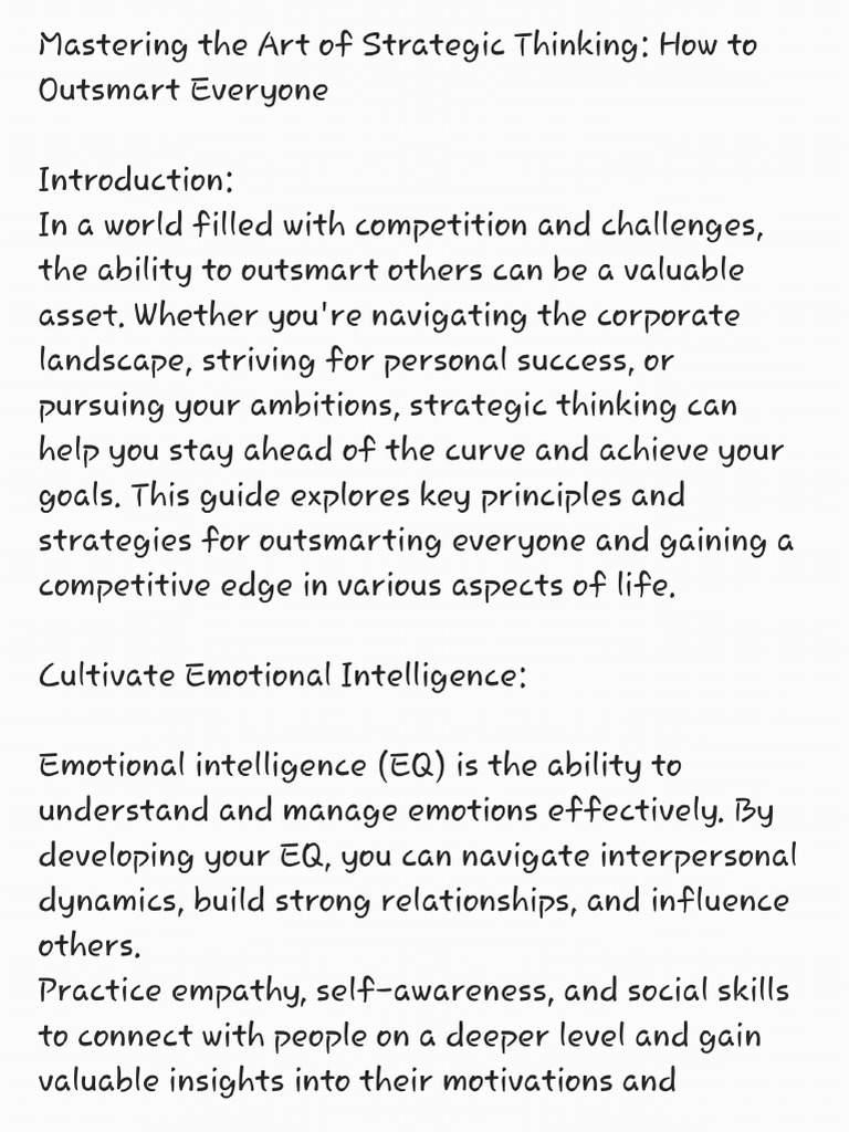 How To Outsmart Everyone | PDF