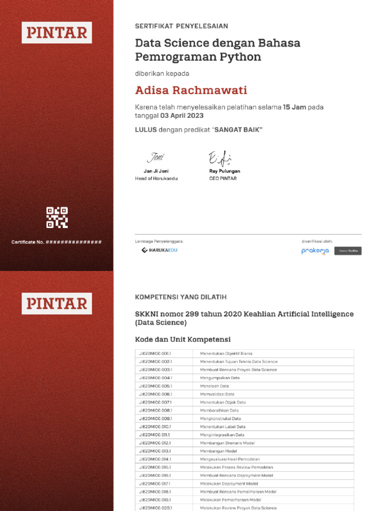 4. 24082023_Dummy Sertifikat_ Data Science _Logo Baru | PDF