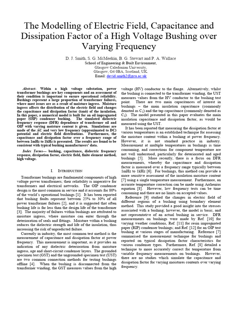 Electric Field Modeling in High Voltage Bushings | PDF | Capacitor ...