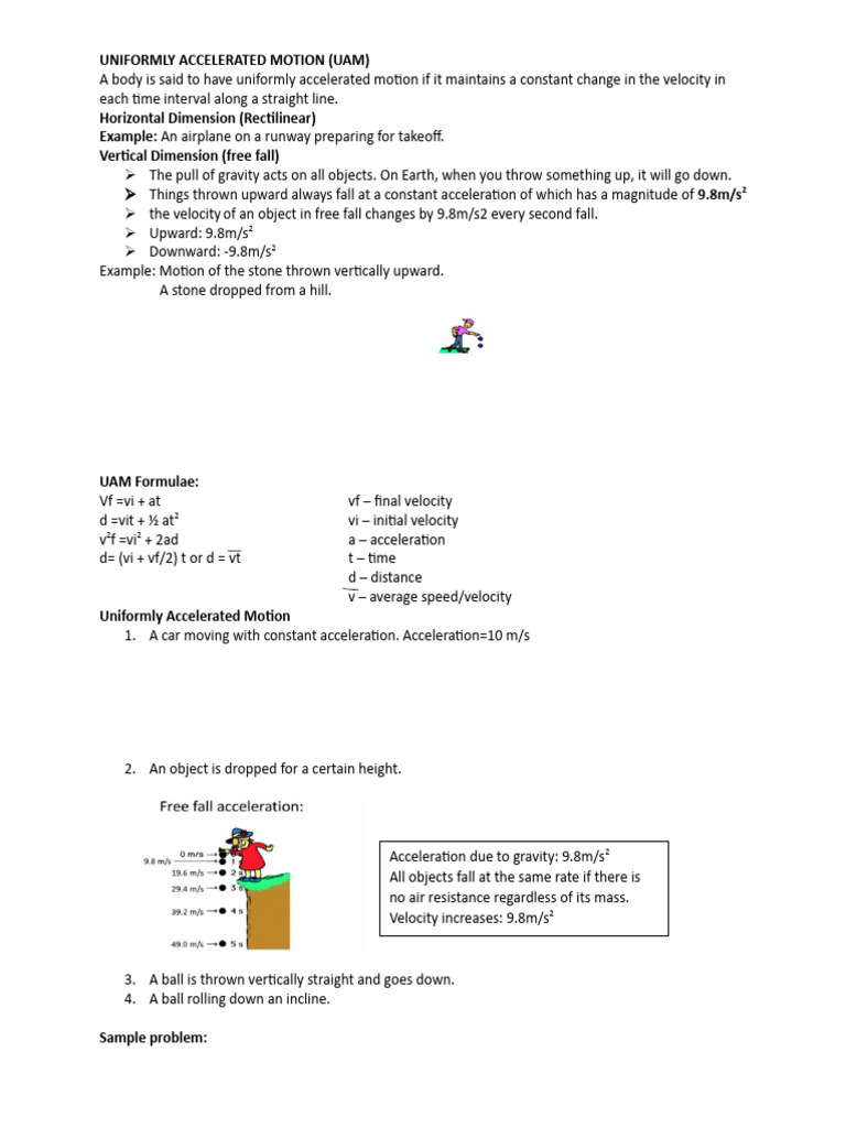 Uniformly Accelerated Motion | PDF | Acceleration | Velocity