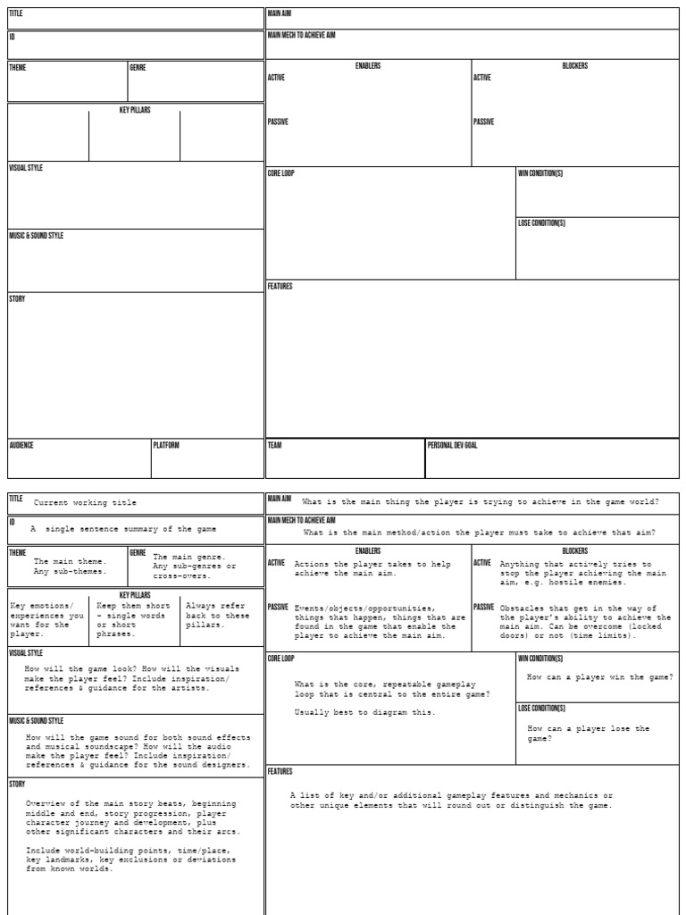 GDD 1-Pager | Download Free PDF | Video Game Gameplay