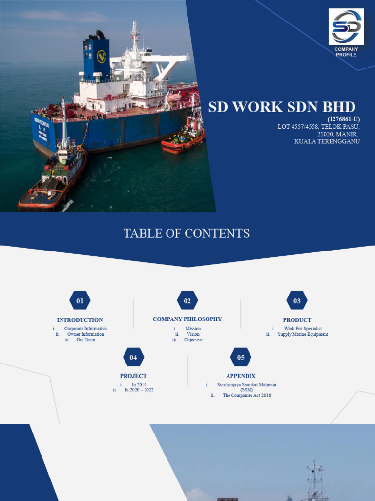 SD Work Sdn Bhd Company Profile | PDF | Marine Salvage | Dredging