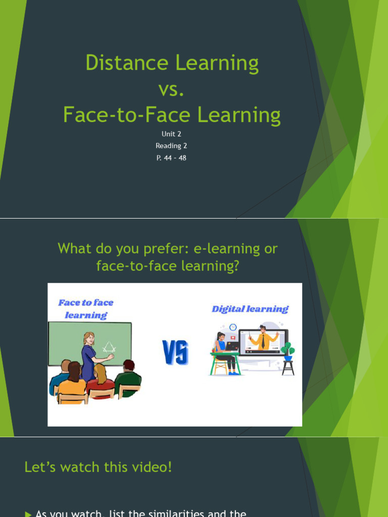 E-Learning vs. Face-to-Face Learning Insights | PDF | Distance ...