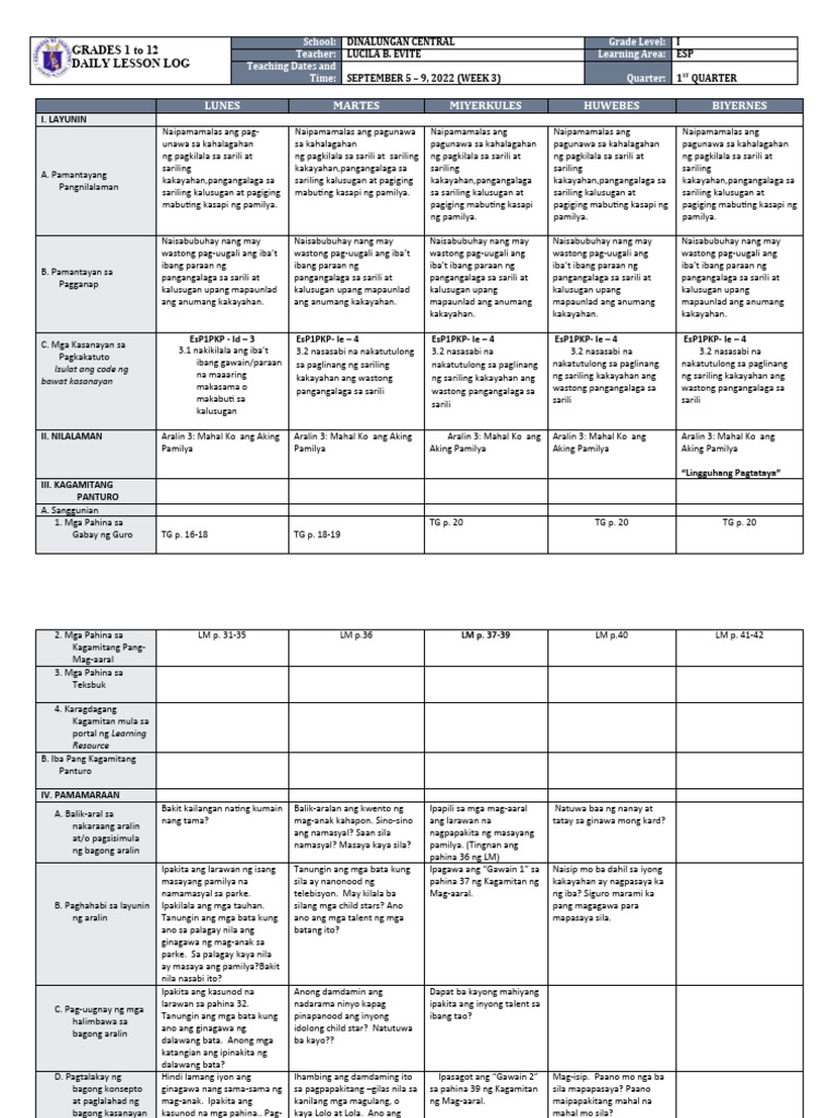 DLL - Esp 1 - Q1 - W3 | PDF