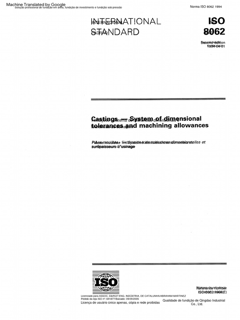Iso 8062 | PDF | Padronização | Dimensão