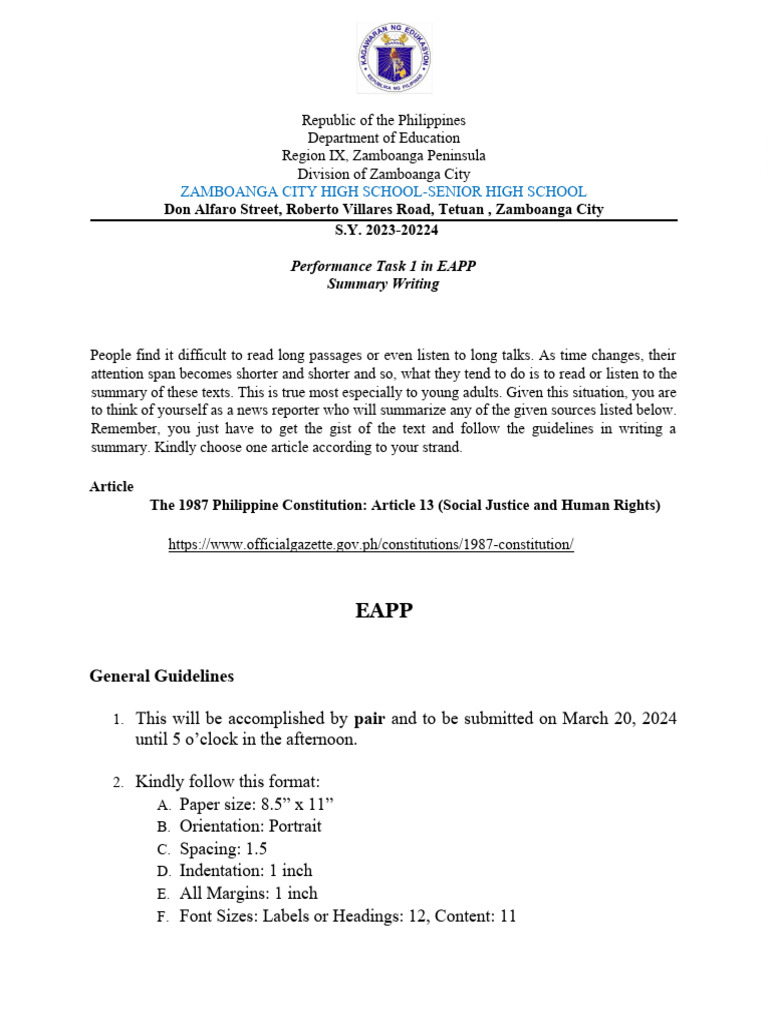 PT1-Summary Writing TEMPLATE | PDF | Essays | Human Communication