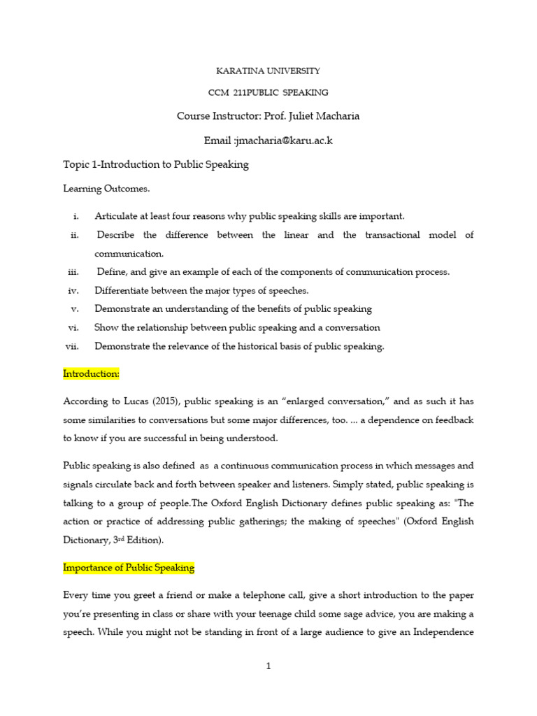 Introduction to Public Speaking Skills | PDF | Public Speaking | Rhetoric