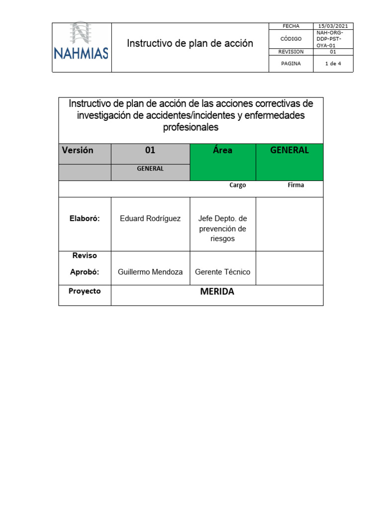 Instructivo de Plan de Accion de INV de ACC | PDF