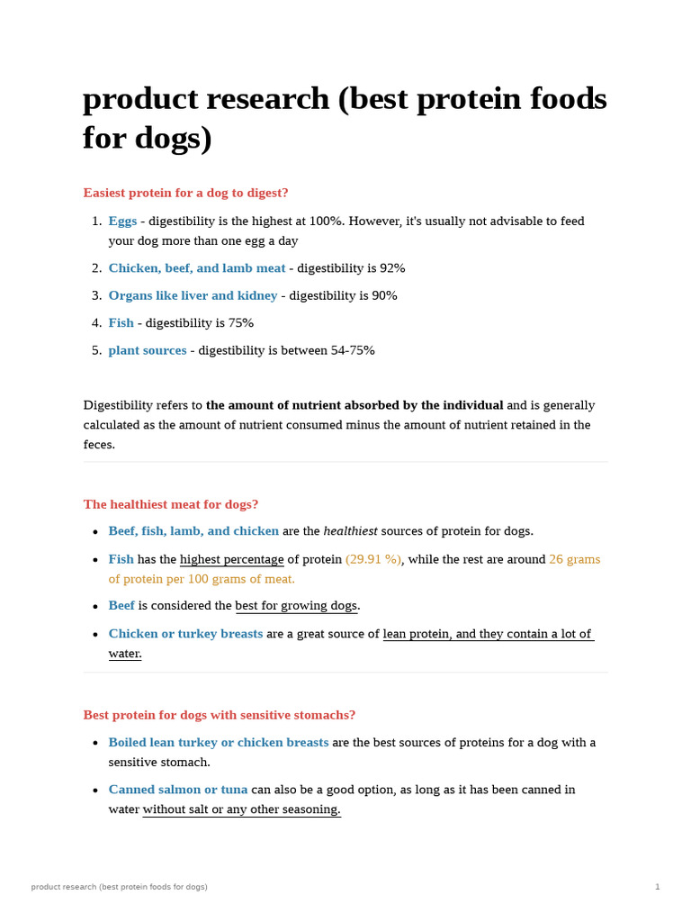 Best Protein Foods For Dogs | PDF | Foods | Meat