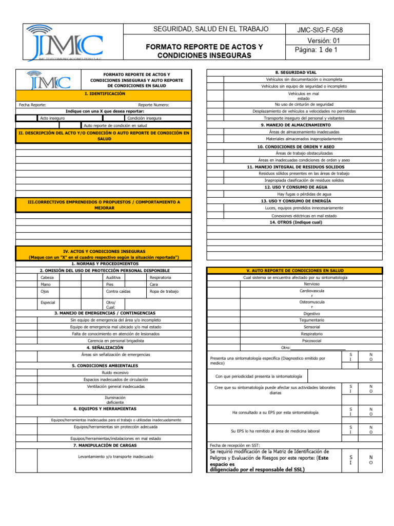 Reporte de Eventos SST | PDF