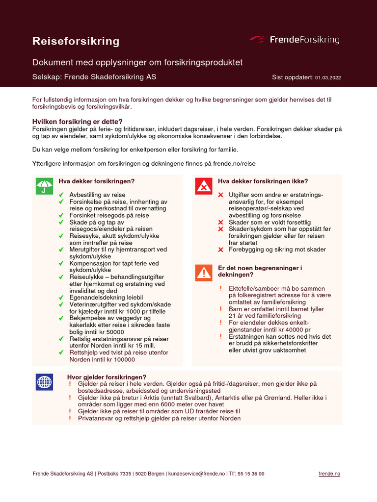 Produktark - IPID Reise | PDF