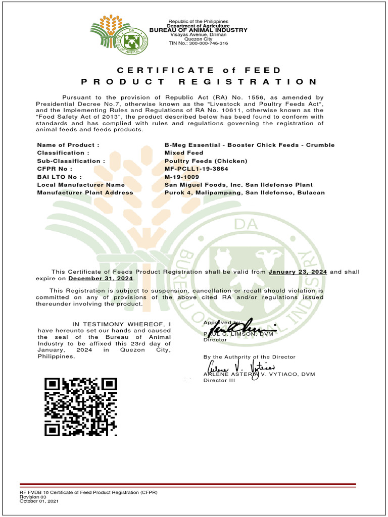 43 CFPR B Meg Essential Booster Chick Feeds | PDF