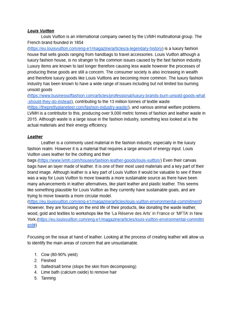 Louis Vuitton's Leather Sustainability Issues | PDF | Leather | Fashion