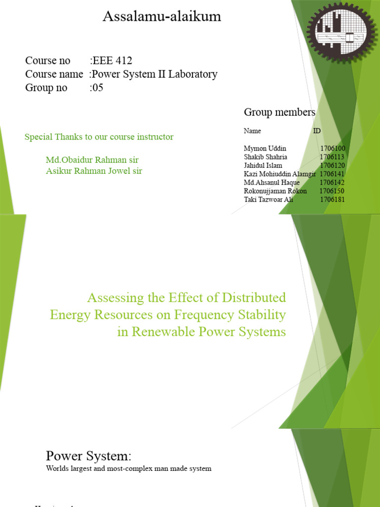 Group 5 Eee412 Power Project Presentation Pdf Renewable Energy