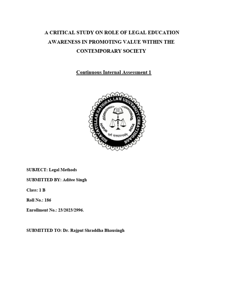 Legal Methods CIA-1 2 | PDF | Rights | Justice