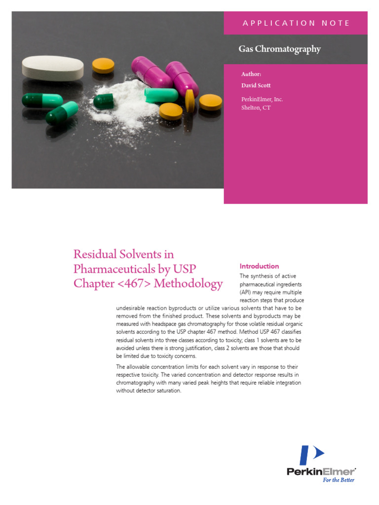 APP Residual Solvents in Pharmaceuticals by USP 467 013617 01 | PDF ...