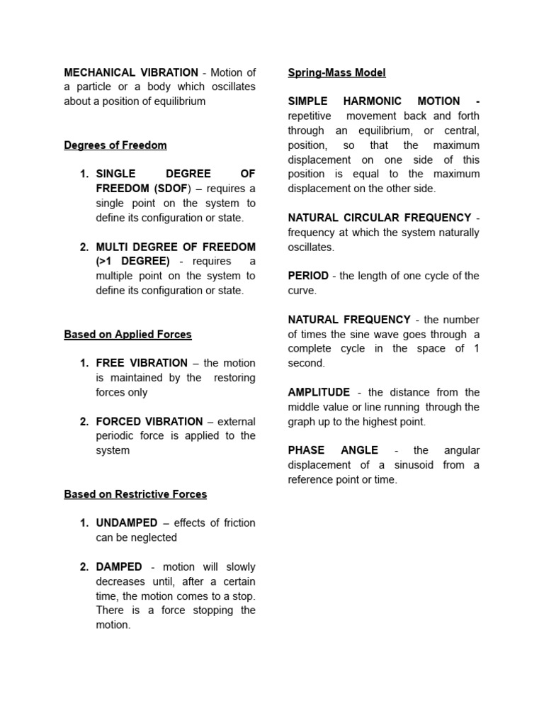 Vibration Reviewer | PDF | Motion (Physics) | Classical Mechanics
