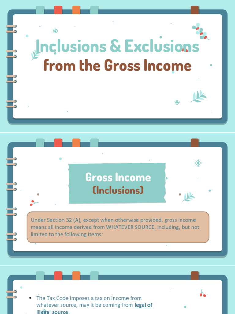 Inclusion and Exclusion of Gross Income | PDF | Cost Of Living | Income