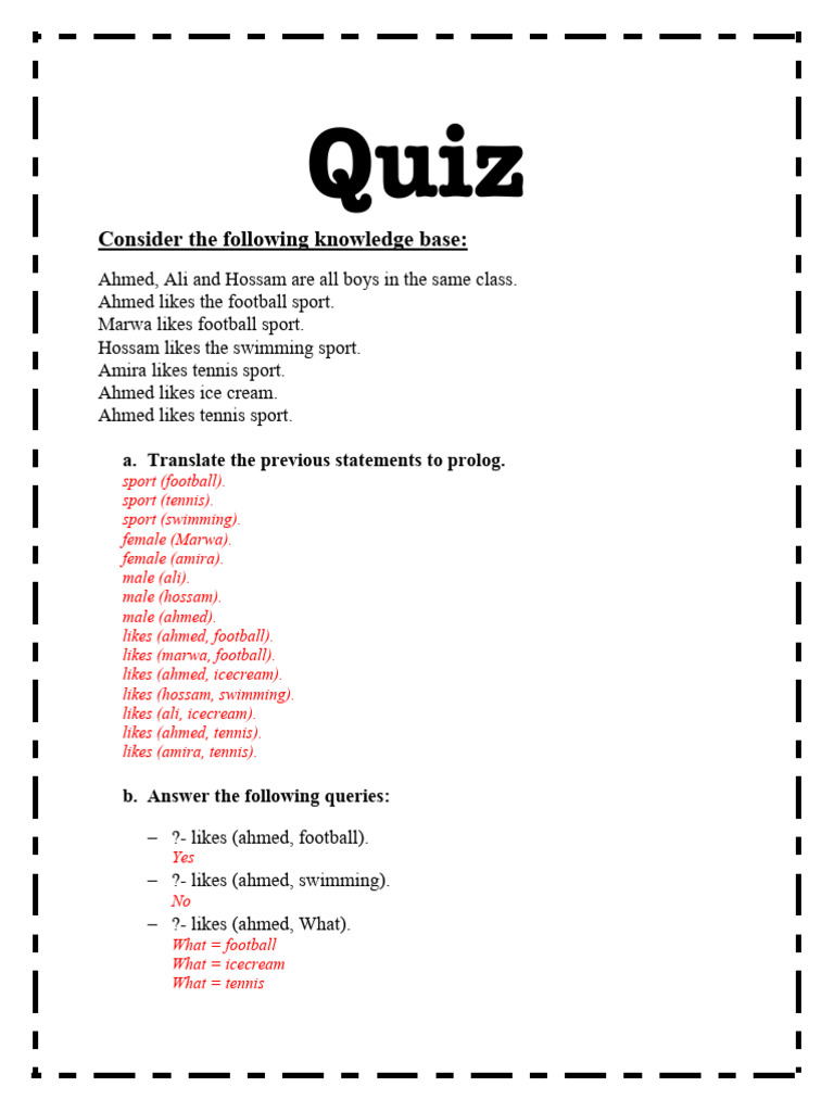 Prolog - Quiz 1 - CA 2024 With Ans | PDF