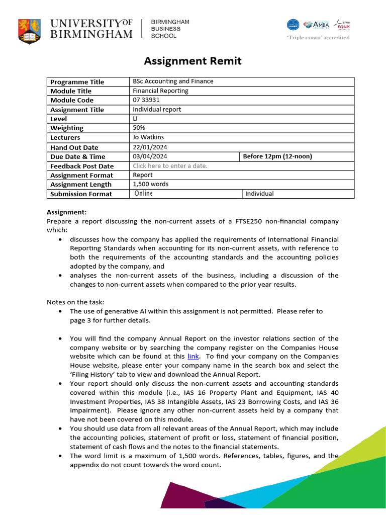 FTSE250 Non-Current Assets Report | PDF | International Financial ...
