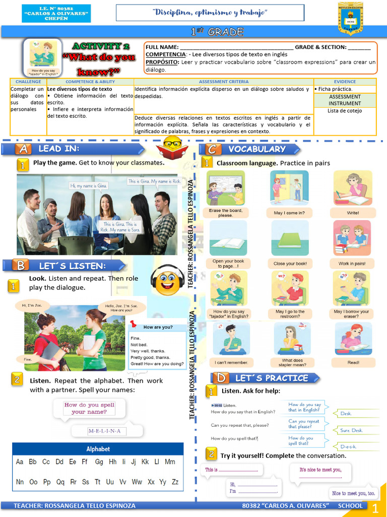 Unit 1. Lesson 2 - Worksheet | PDF