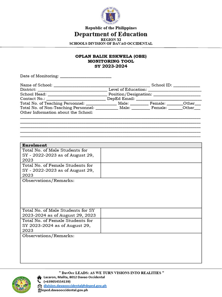 OBE Monitoring Tool 2023 2024 | PDF