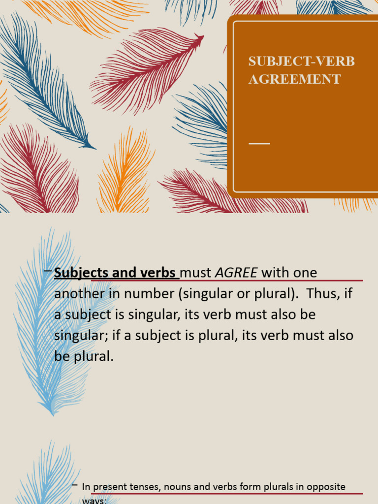 Subject Verb Agreement | PDF | Grammatical Number | Plural