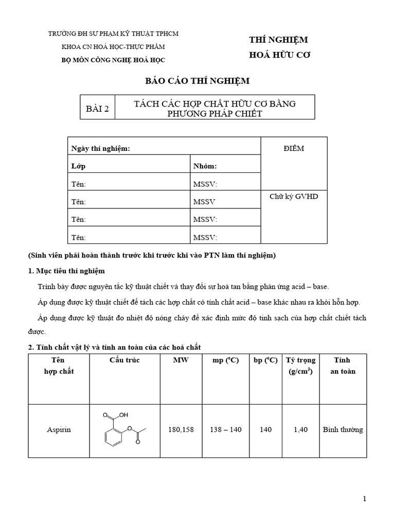 Thí Nghiệm Hhc Bài 2 | PDF