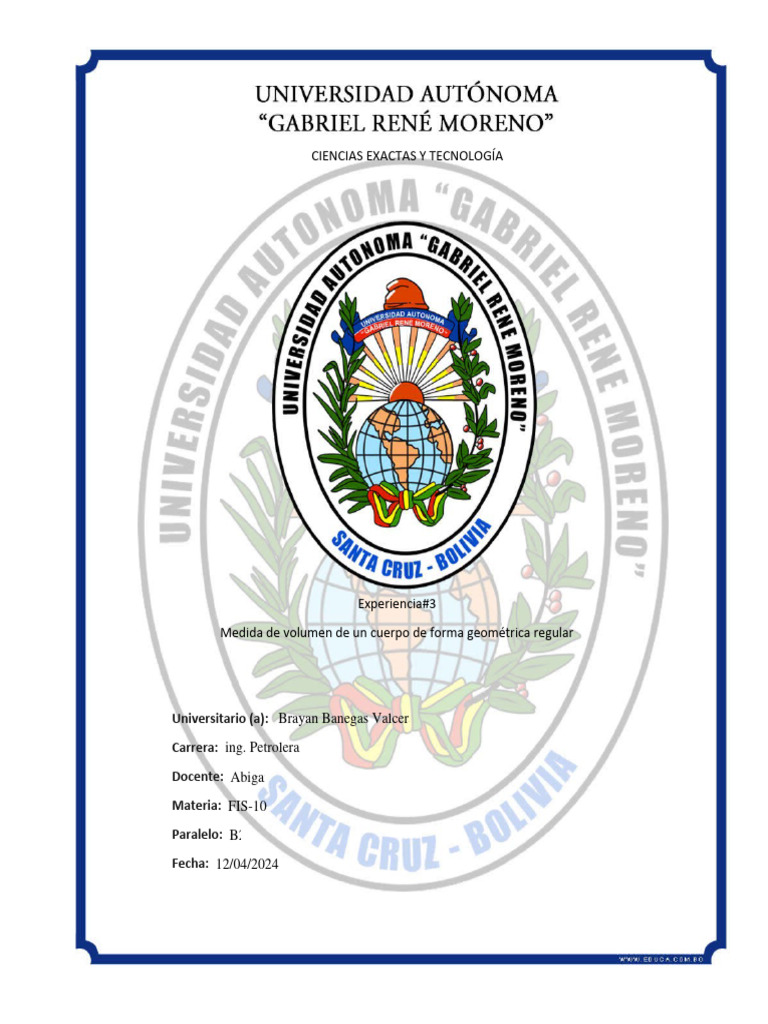 Formato Carátula Gabriel Rene Moreno | PDF