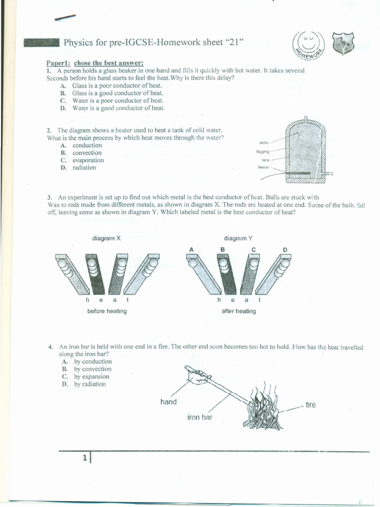 Physics_for_pre_IGCSE_Homework_sheet_21 | PDF | Thermal Conduction | Heat Transfer