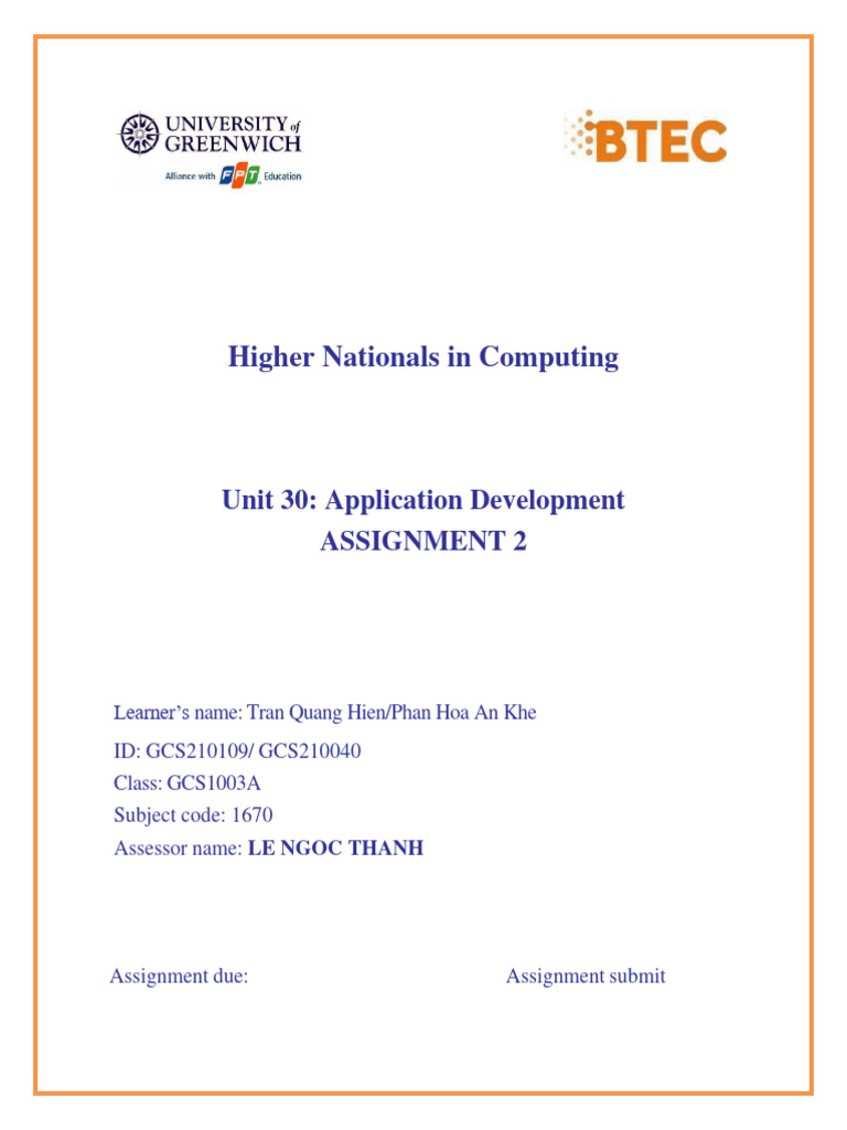 1670 - GCS210109 - TranQuangHien - Assignment 2 | PDF | Databases | Entity Framework