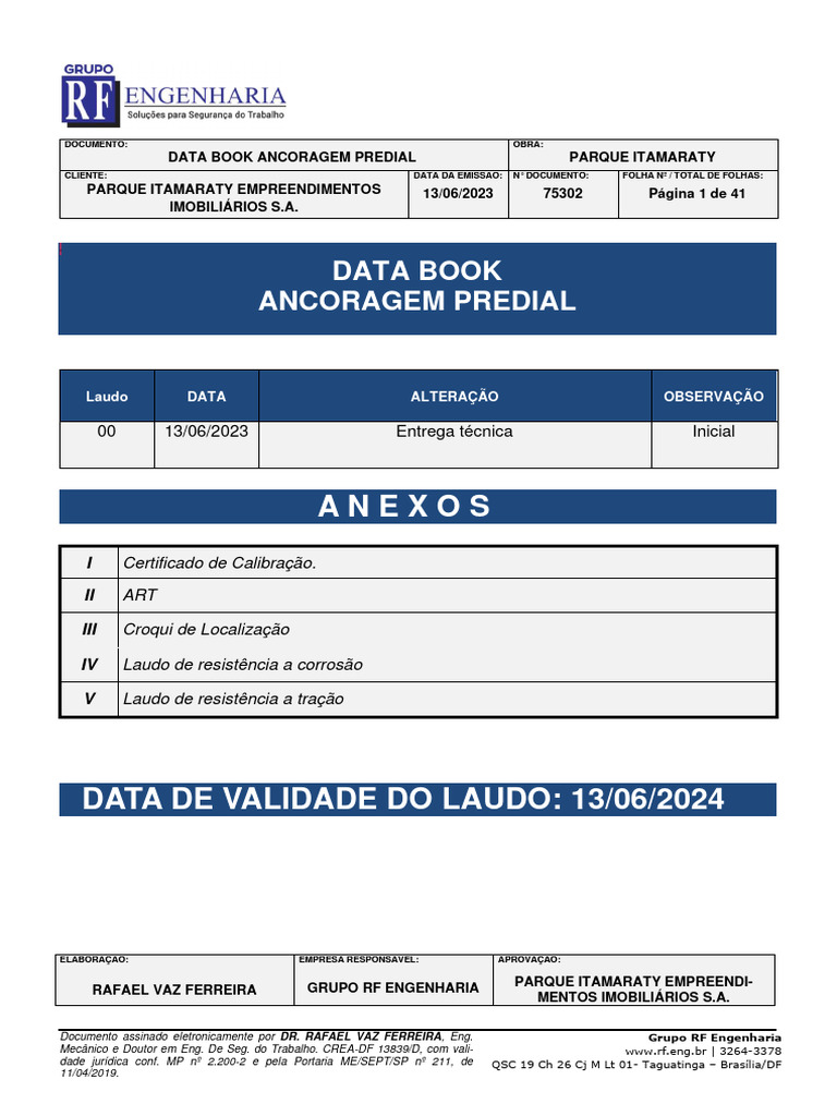 Modelo - Databook Ancoragem Definitiva | PDF | Engenharia | Desenvolvimento profissional