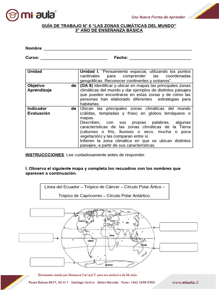 Zonas Climáticas para 3° Básico | PDF | Clima templado | Zona tropical