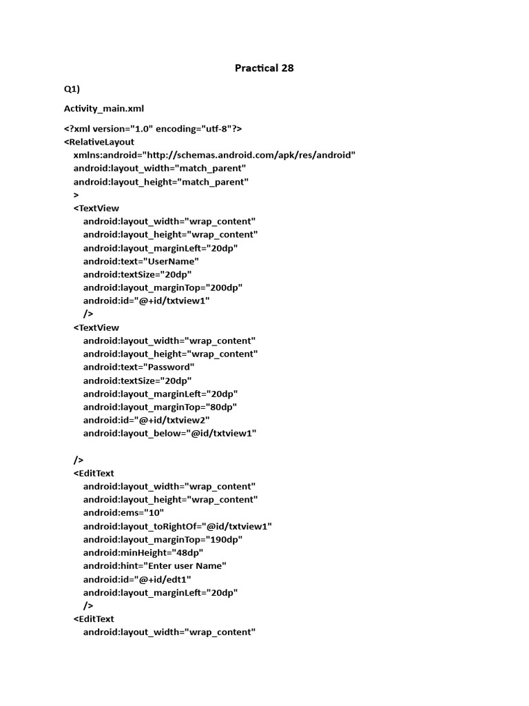 Practical 28 | Download Free PDF | Android (Operating System) | Computer Science