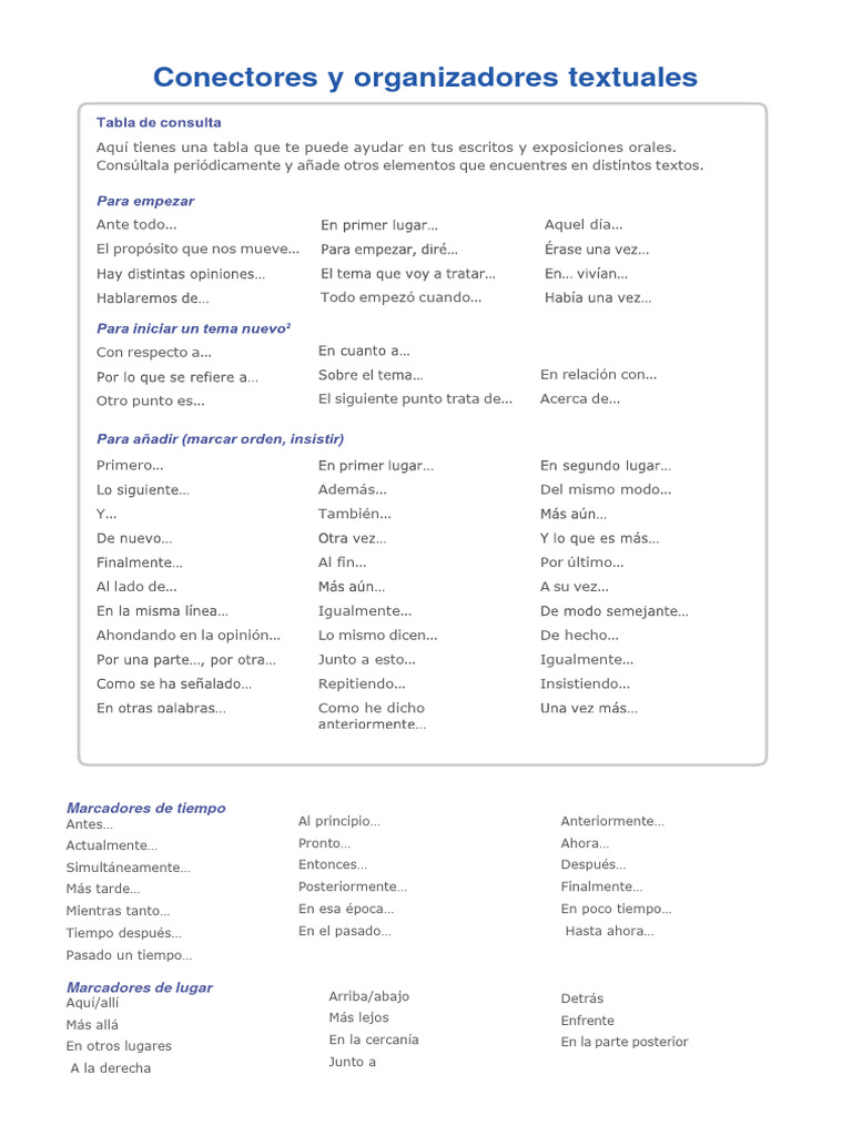 Guía de Conectores Textuales | PDF