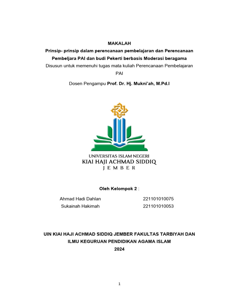 Makalah Perencanaan Pembelajaran Pai Kel-2 Revisi | PDF | Karier & Perkembangan | Pengembangan Diri