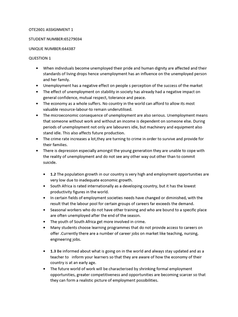 Ote2601 Assignment 1 | PDF | Taxes | Direct Tax